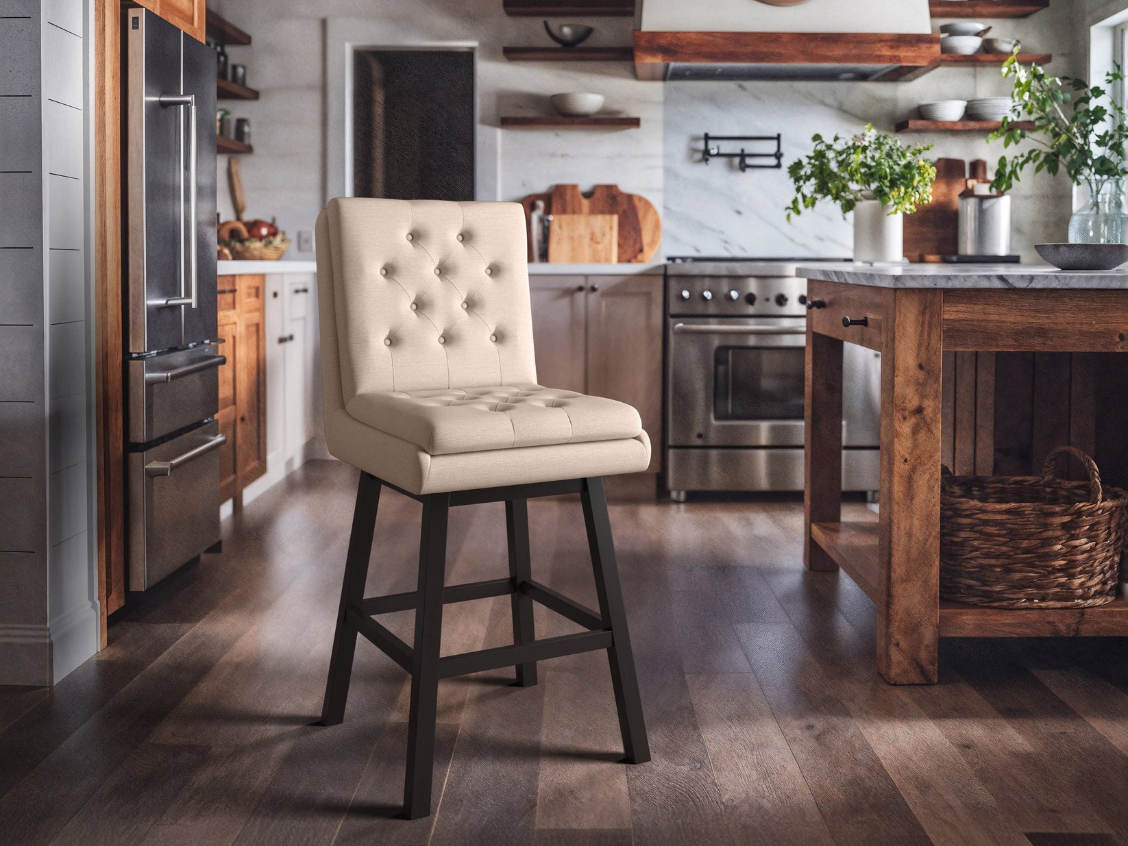 Beige Button Tufted Bar Stools - FINAL SALE ITEM – CorLiving Furniture ...