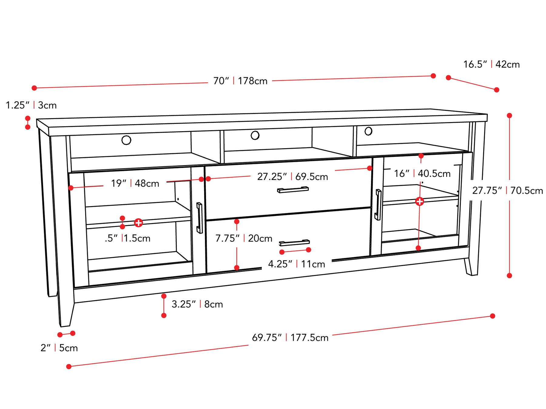 TV Cabinet with Drawers for TVs up to 85" | CorLiving Canada